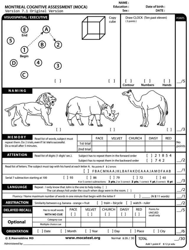 Montreal Cognitive Assessment (MOCA) - Wikimedicine